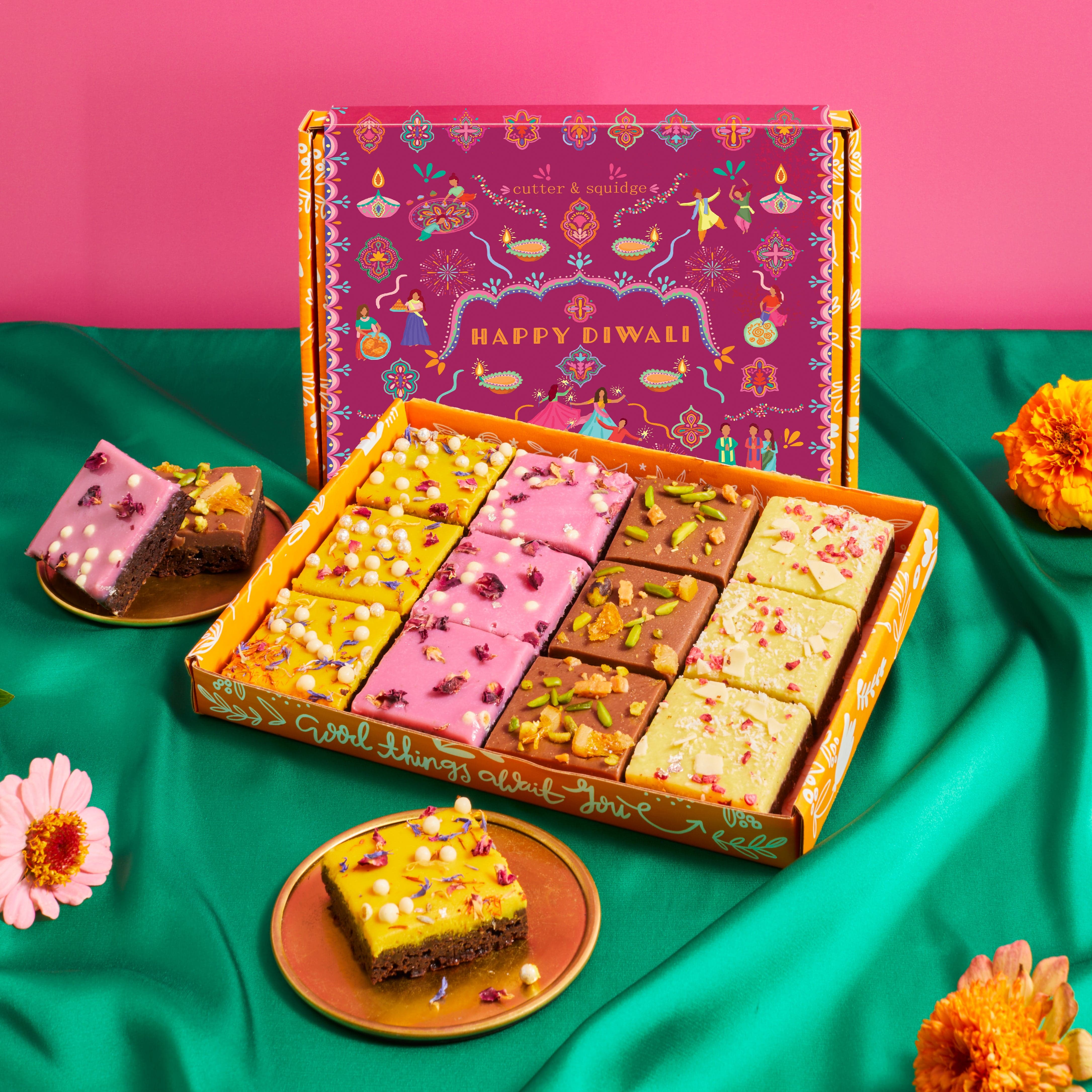 Diwali Mixed Mini Brownies | 4 Flavour Brownie Bites Delivered – Cutter ...