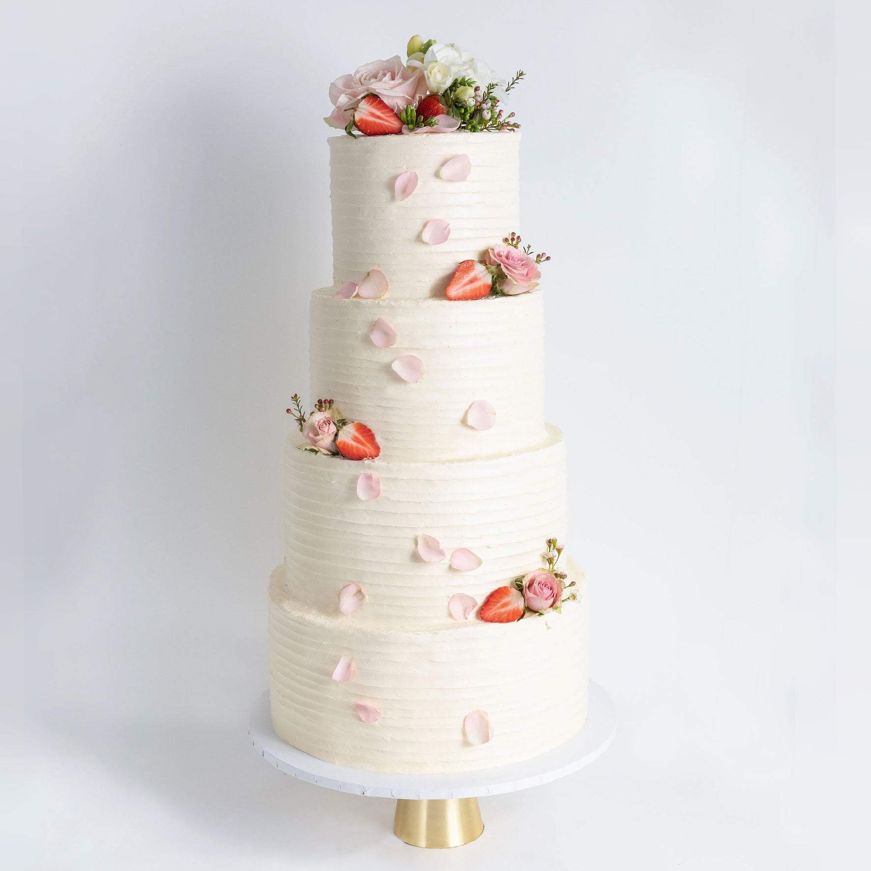 Four Tier Floral Ruffle Wedding Cake – Cutter & Squidge