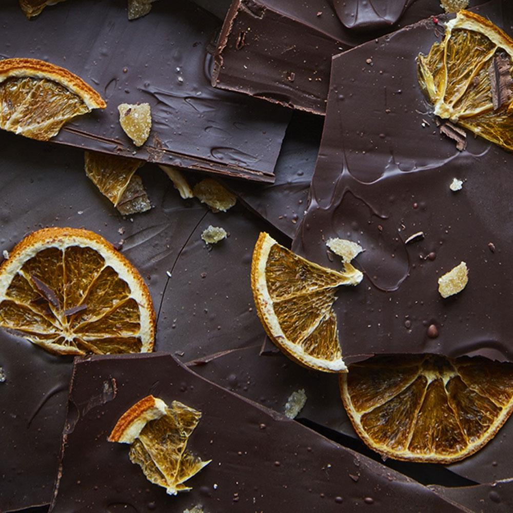 Orange And Candied Ginger Dark Chocolate Bark – Cutter & Squidge