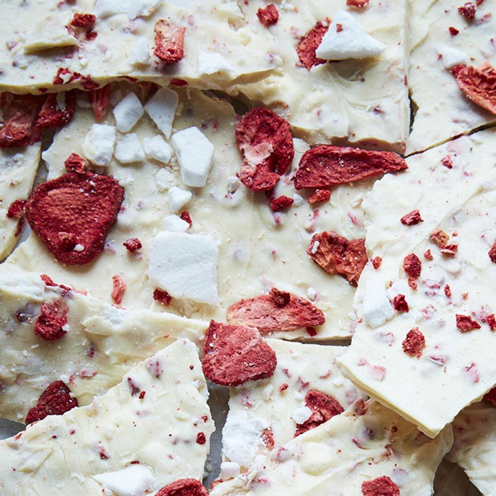 Strawberry Meringue White Chocolate Bark – Cutter & Squidge